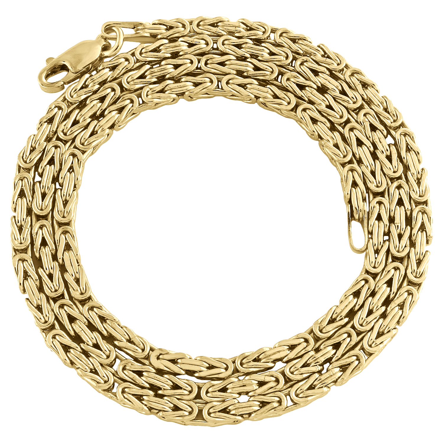10K Yellow Gold 2.50mm Plain Hollow Byzantine Box Link Chain Necklace ...