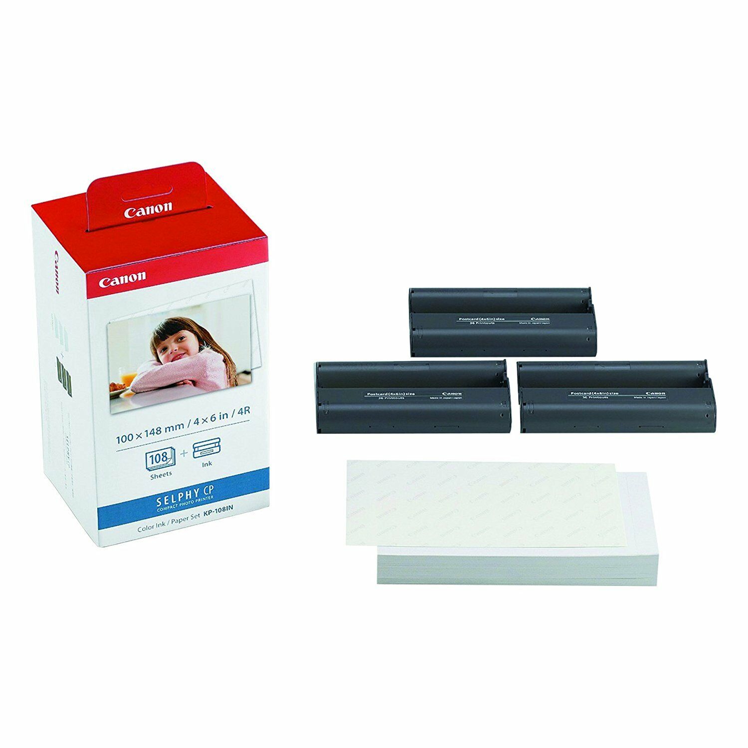 Canon KP 108IN Selphy CP1300 Color Ink Paper Set 108 4x6 Sheets With 3
